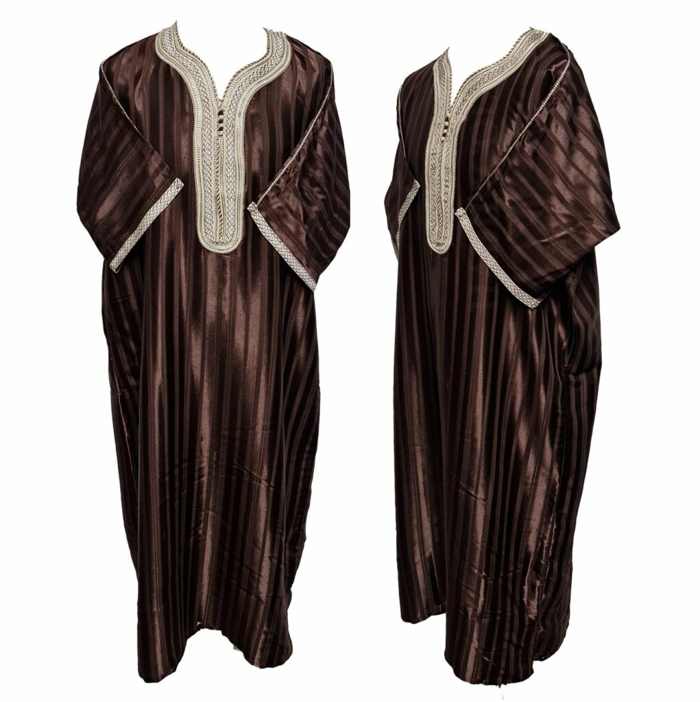 Men Moroccan Brown Thobe Jubba Kandora Djellaba – Abaya Enterprise